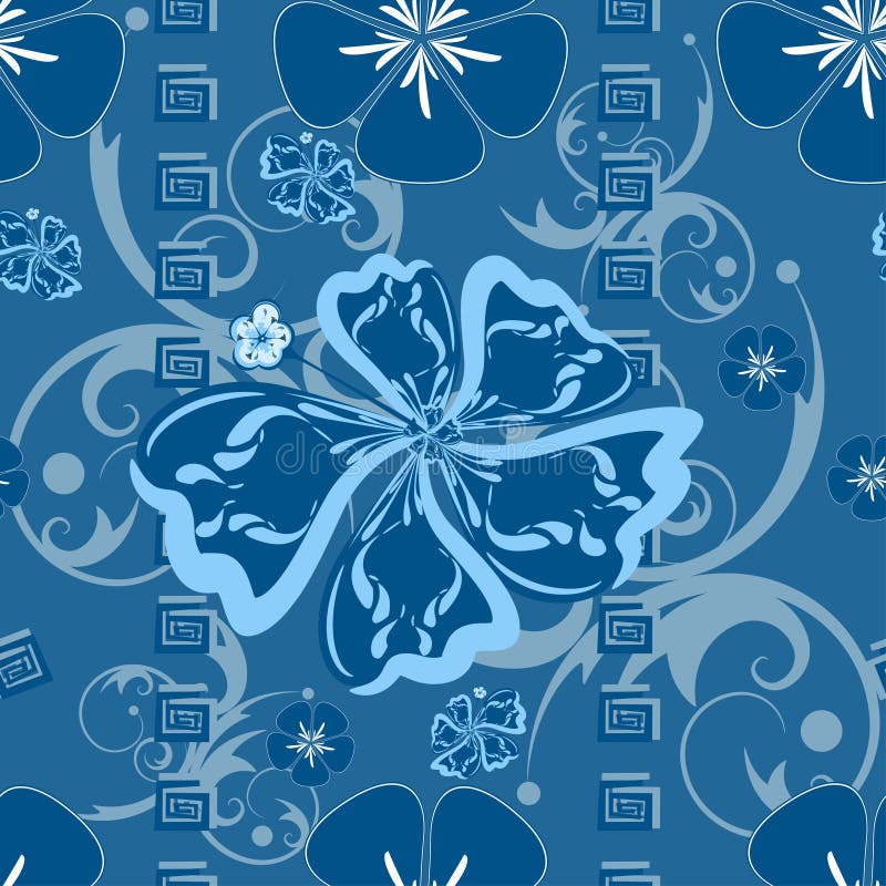 Seamless Blue Hawaii Pattern Stock Vector - Illustration of textile ...