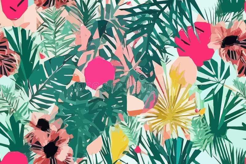 Modern Exotic Floral Jungle Pattern. Collage Contemporary Pattern. Hand ...
