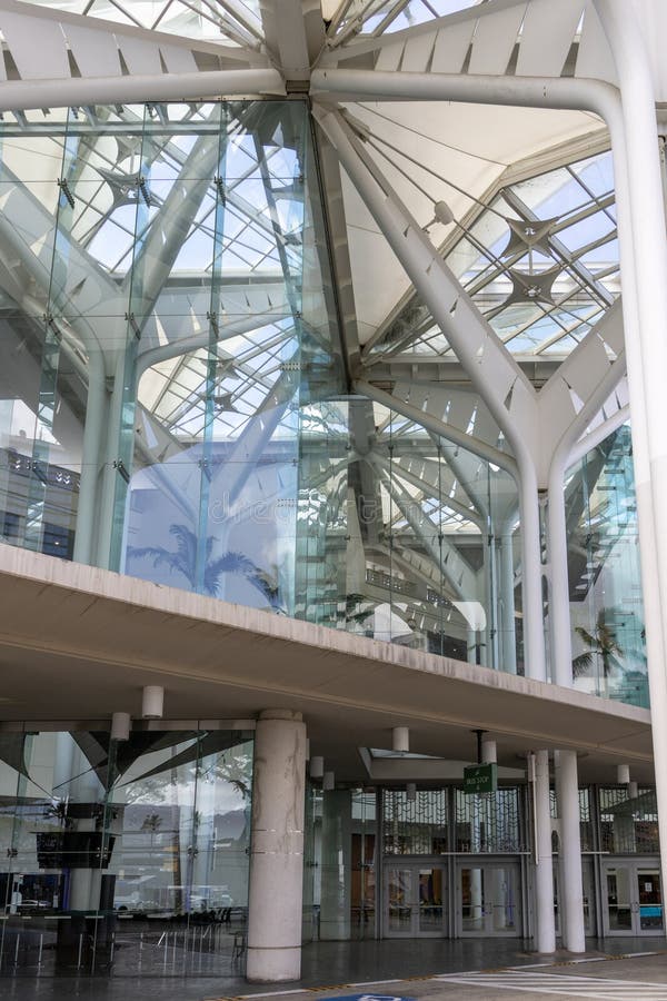 The Hawaii Convention Center with Glass Doors in Honolulu Hawaii ...