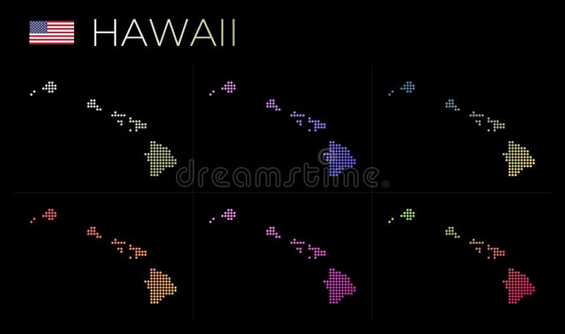 Hawaii dotted map set. stock vector. Illustration of futuristic - 263870444