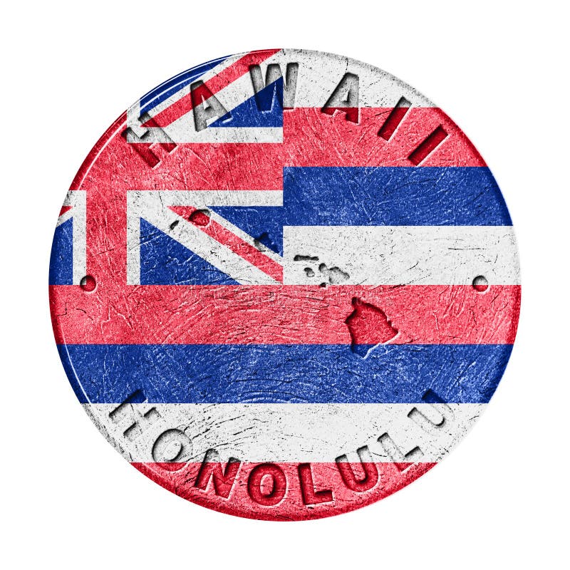 Hawaii Flag Button with Map Stock Illustration - Illustration of ...