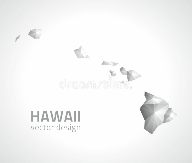Hawaii Grey and Silver Vector Shadow Mosaic 3d Map Stock Vector ...