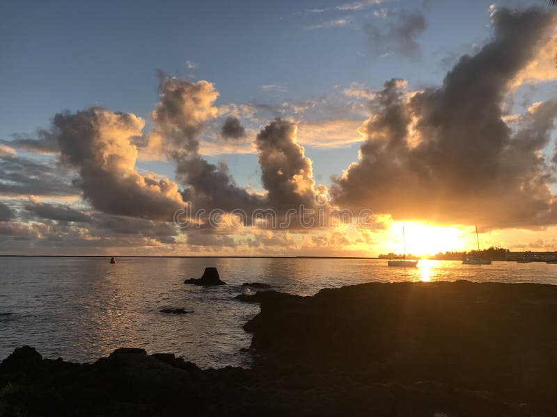 Hawaii, Hilo Sunrise with a View of the Marina. Stock Image - Image of ...