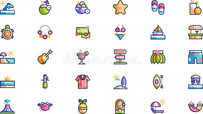 Hawaii Icon Pack High-Quality Vector Icons Collection with Editable ...