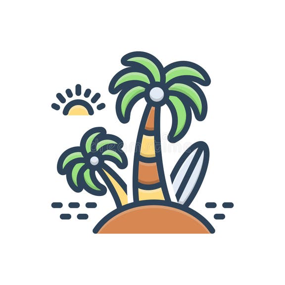 Color Illustration Icon for Hawaii, Tree and Coconut Stock Vector ...