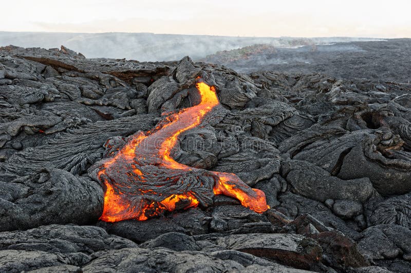 Hawaii - Lava Emerges from a Column of the Earth Stock Image - Image of ...