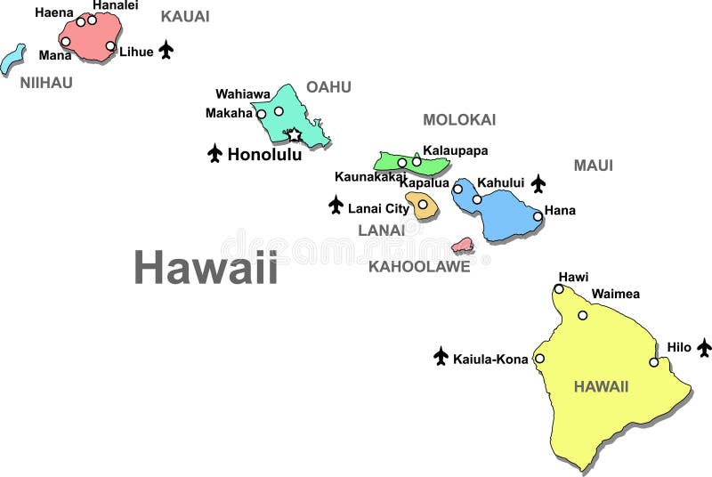 Hawaii map stock vector. Illustration of honolulu, america - 15059209