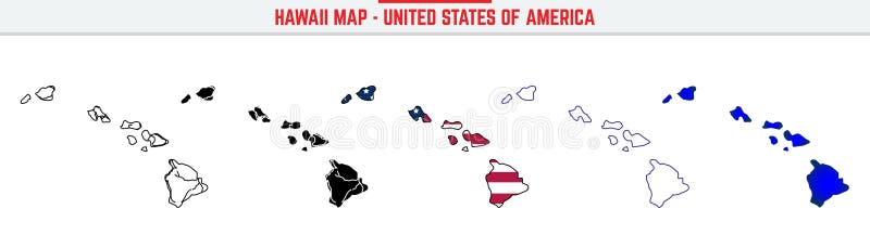 Hawaii Map with Editable Stroke Icon Stock Vector - Illustration of ...