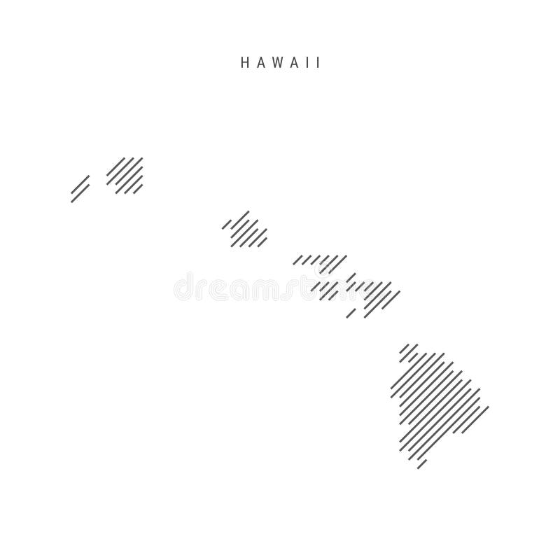 Hawaii Map from Pattern of Black Slanted Parallel Lines. Flat Vector ...