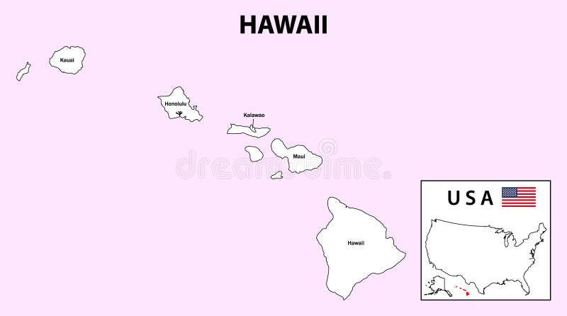 Hawaii Map. State and District Map of Hawaii Stock Vector ...