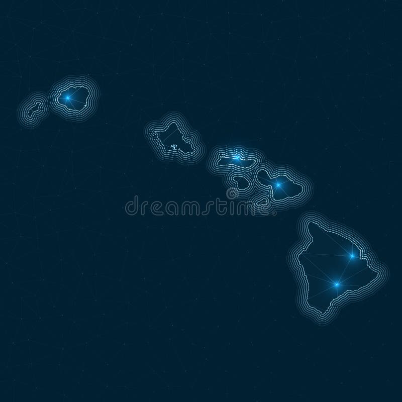 Hawaii network map. stock vector. Illustration of communication - 236997865