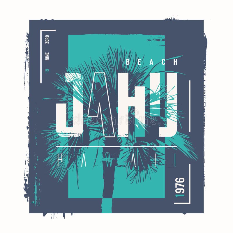 Hawaii Oahu Beach Vector T-shirt Design, Poster, Print Stock Vector ...