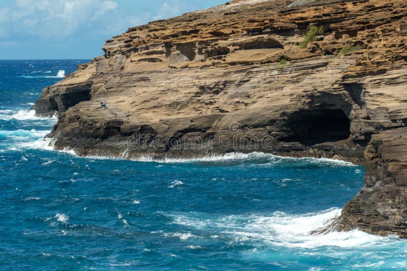Hawaii Oahu Coast Waves Crashing into Cliffs Stock Photo - Image of ...