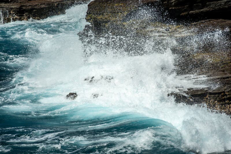 Hawaii Oahu Coast Waves Crashing into Cliffs Stock Image - Image of ...