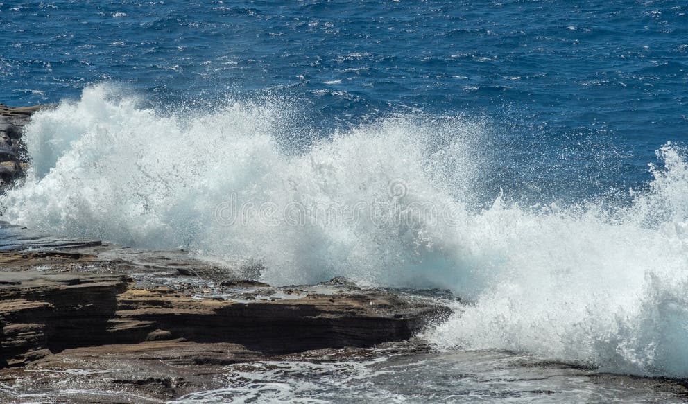 Hawaii Oahu Coast Waves Crashing into Cliffs Stock Photo - Image of ...