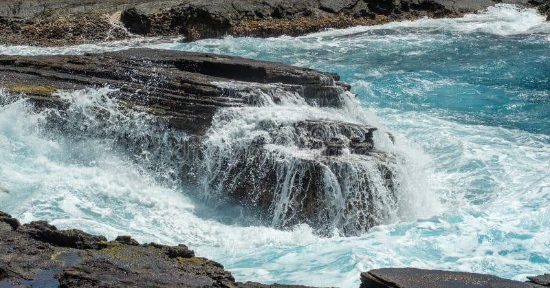 Hawaii Oahu Coast Waves Crashing into Cliffs Stock Photo - Image of ...