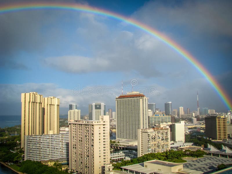 Hawaii Rainbow stock image. Image of rain, blue, cityscape - 36191177