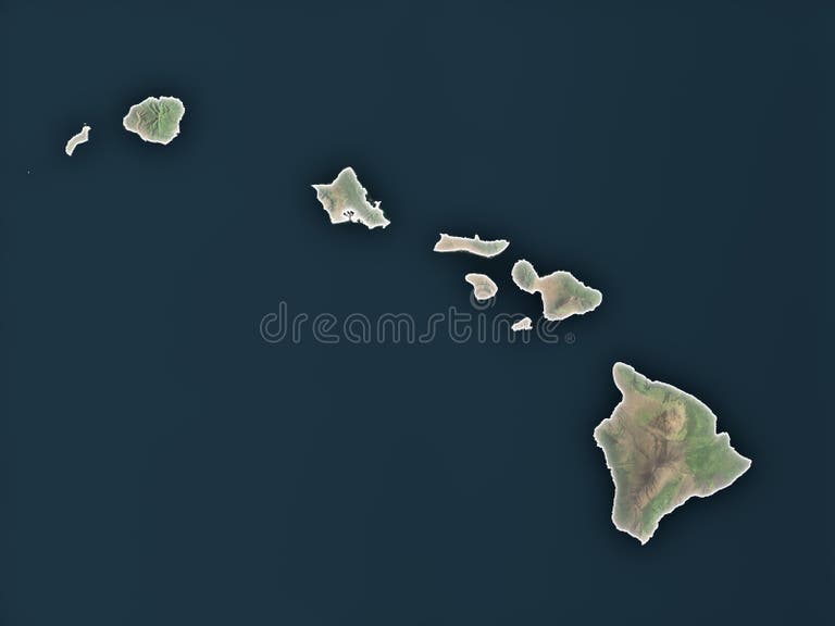 Hawaii on a Realistic Map with State Borders and Cities Stock ...