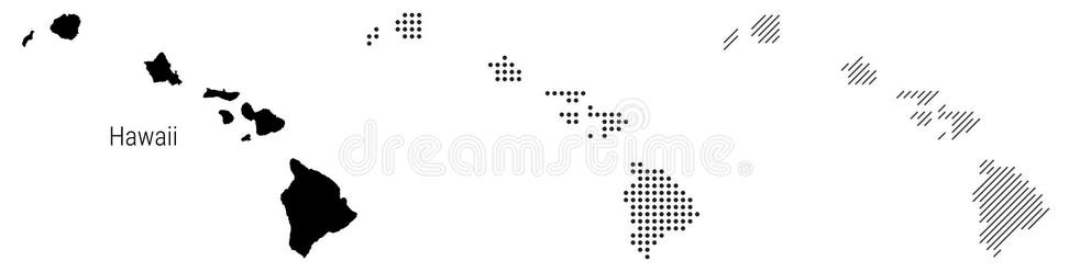 Hawaii Silhouette Map and Two Patterns of Dots and Slanted Lines. Flat ...