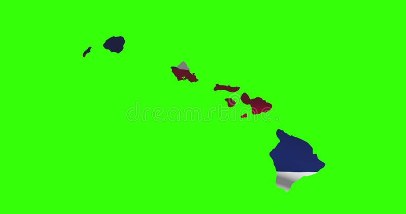 Hawaii State Name on Green Screen Animation. USA State Flag Waving ...