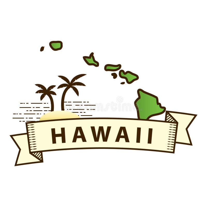 Hawaii State Map Vector Illustration Decorative Design Stock Vector