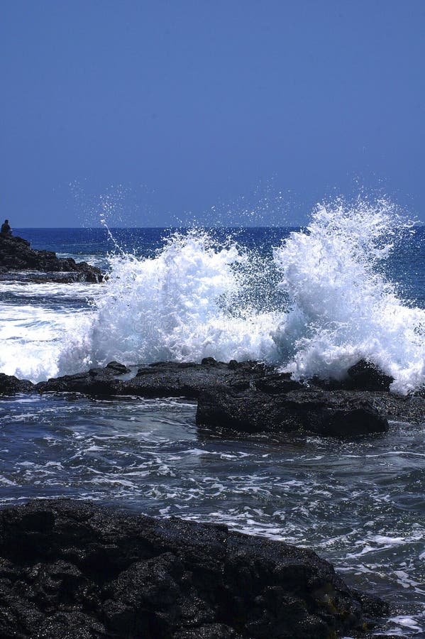 Hawaii Surf Breaking on Lava Rocks Stock Photo - Image of walking ...