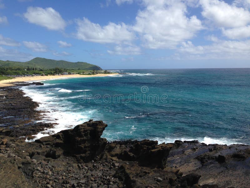 Hawaii view stock photo. Image of ocean, clouds, mountains - 79221086