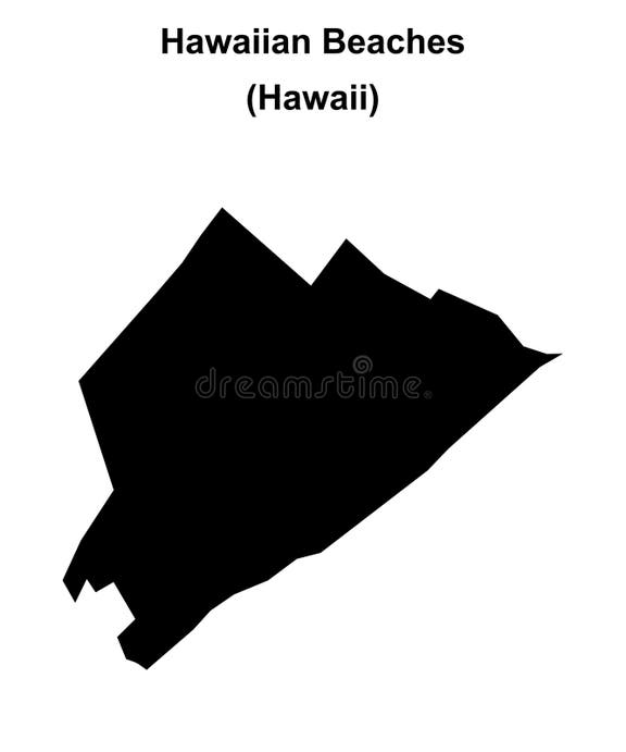 Hawaiian Beaches Outline Map Stock Vector - Illustration of outline ...