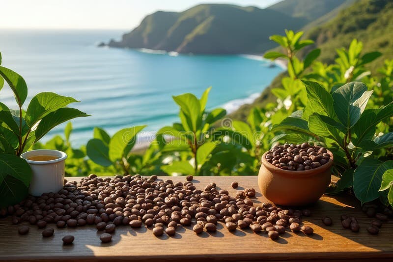 Coffee in Hawaii stock illustration. Illustration of views - 372566358