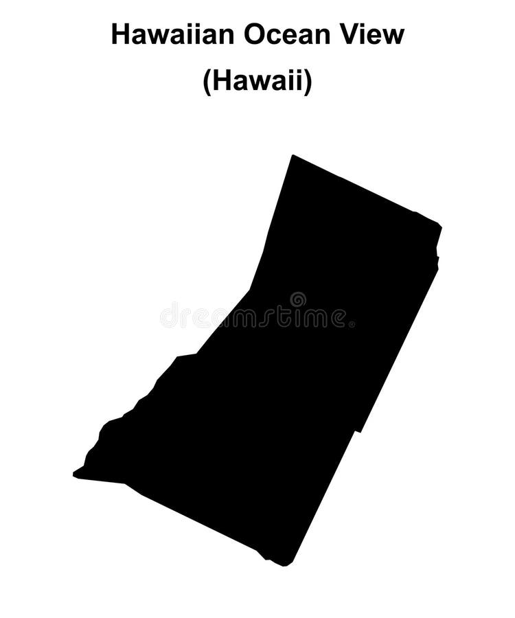 Hawaiian Ocean View Outline Map Stock Vector - Illustration of boundary ...