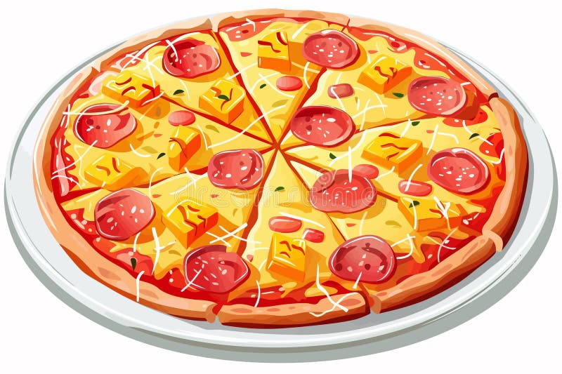 Hawaiian Pizza Ham Isolated Stock Vector - Illustration of fast, cheese ...