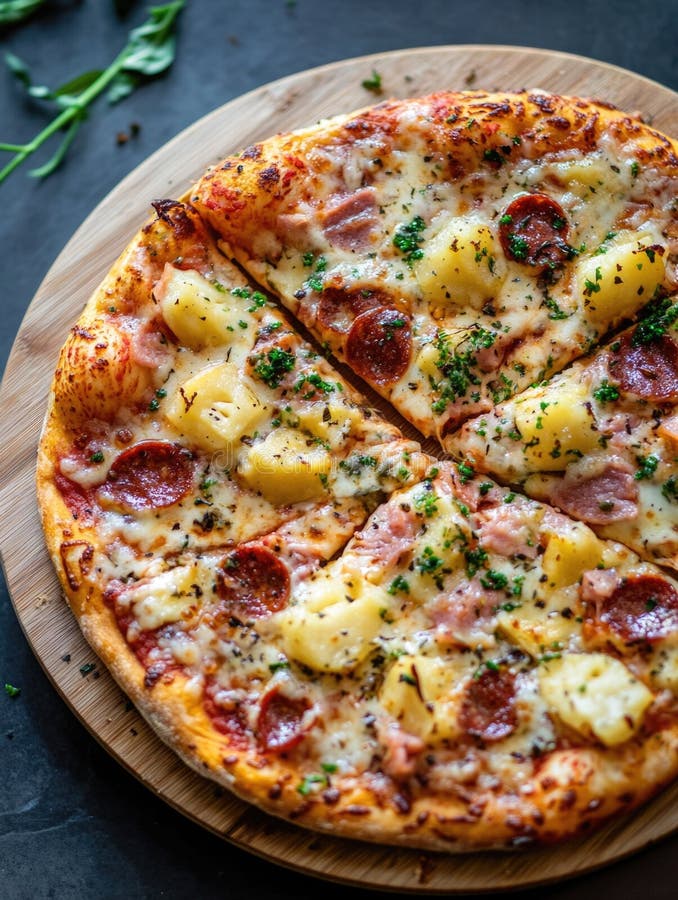 Hawaiian Pizza Slice stock image. Image of food, gourmet - 364299501