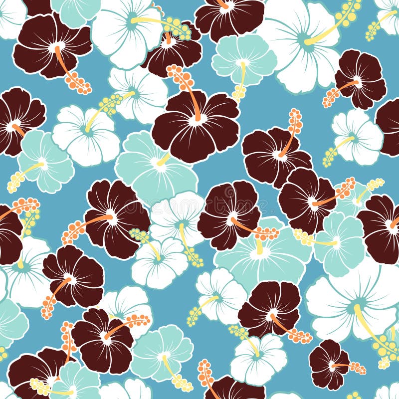 Hawaiian Seamless Pattern With Hibiscus Flowers Stock Vector ...