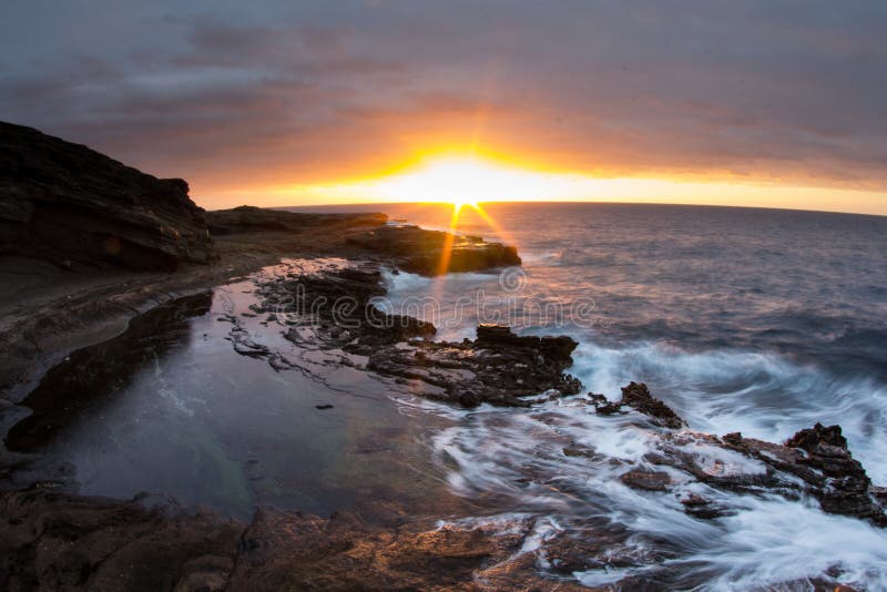 Hawaiian Sunrise stock photo. Image of mountains, nature - 55871426