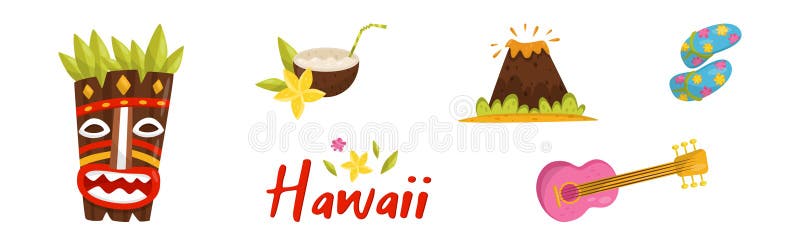 Hawaiian Tropical Objects and Attributes Vector Set Stock Vector ...