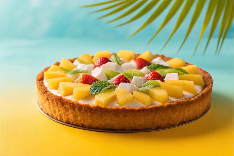 A Hawaiian Tropical Pie with Coconut and Pineapple Stock Illustration ...