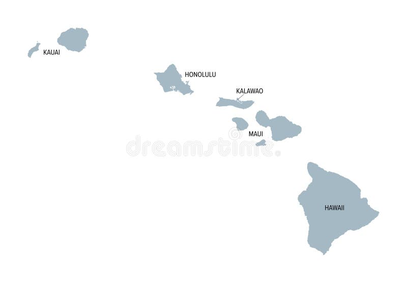 Hawaii, U.S. State, Subdivided into 5 Counties, Gray Political Map ...