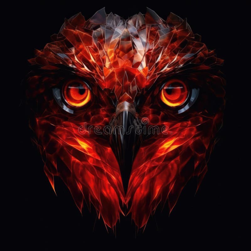 Hawk Bird Face Shape in Red Fire on Black Background. Generative AI ...