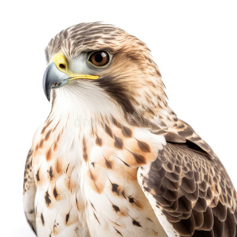 Hawk Bird with Light and Brown Feathers and Yellow, Grey Beak Looking ...