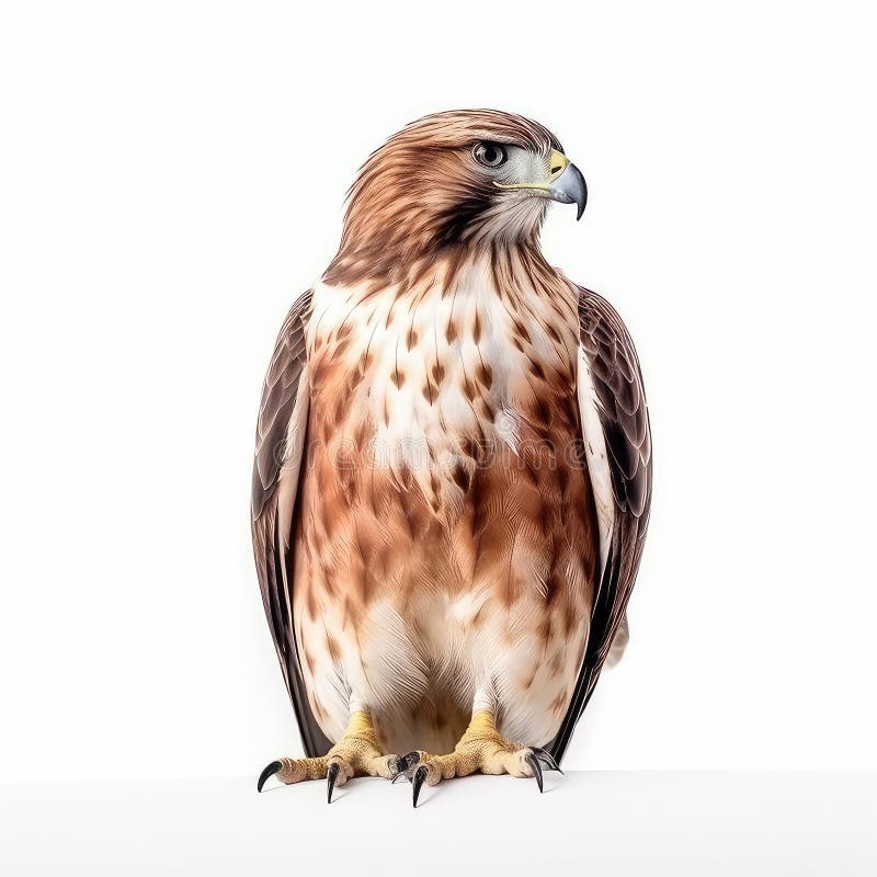 Hawk Bird with Light and Brown Feathers and Yellow, Grey Beak Sitting ...