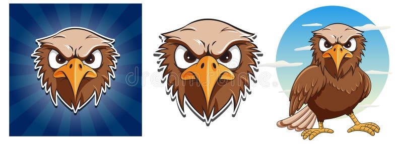 Hawk Cartoon Character with Expressive Face Stock Vector - Illustration ...