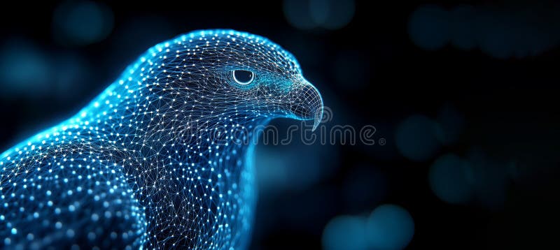 A Hawk is Depicted in a Futuristic Digital Style, Featuring Glowing ...
