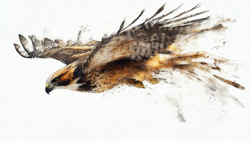 Hawk Diving through Air with Flowing Feathers Creating a Stunning ...