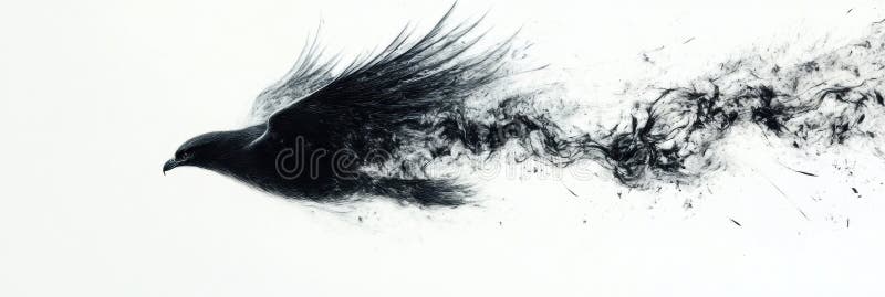 Hawk Diving Air Dynamic Pose Feathers Flowing Against White Background ...