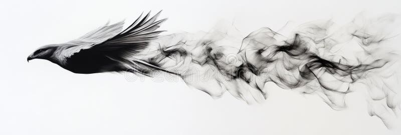 Hawk Diving through the Air with Flowing Feathers in a Dynamic Pose ...