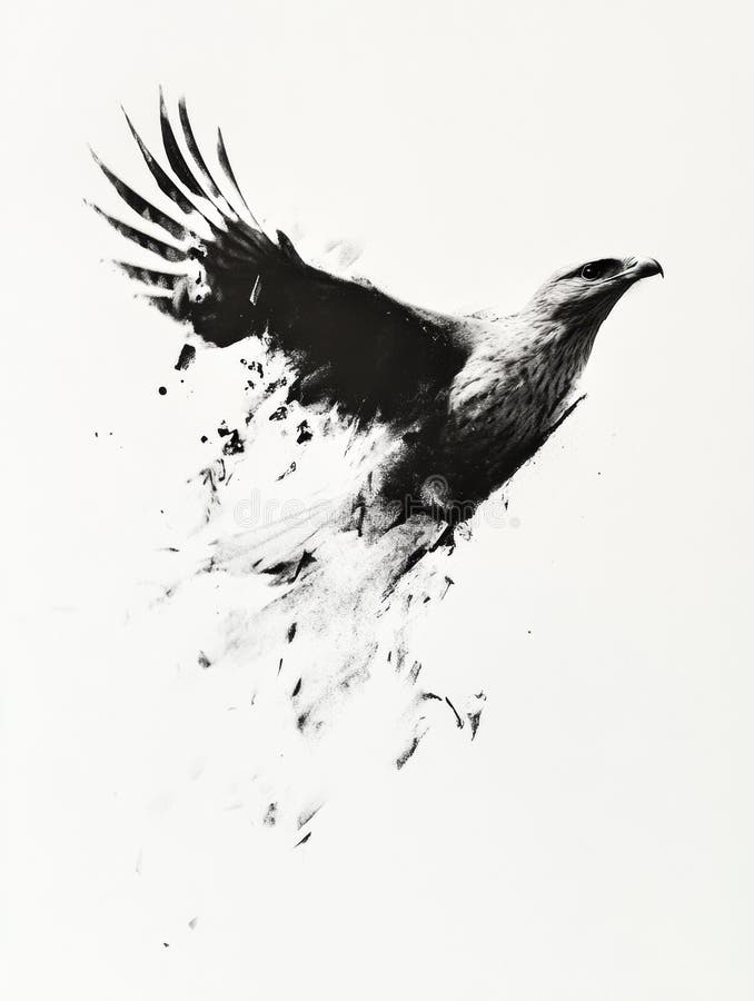 Hawk in Dynamic Dive Showcasing Powerful Feathers in Motion Against a ...