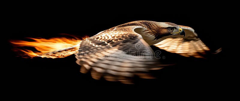 The Hawk in Flight Presents a Majestic Sight, Forming a Striking ...