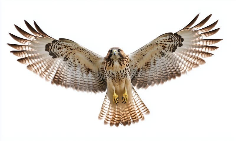 Hawk in Majestic Flight Displaying Wingspan and Feather Patterns Stock ...