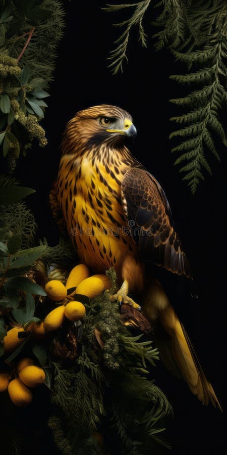 Hyper-realistic Hawk Perched on Bananas: Photorealist Painting Inspired ...