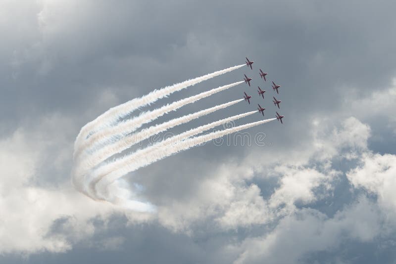 Hawk T1 jets on air show stock photo. Image of clouds - 41858116